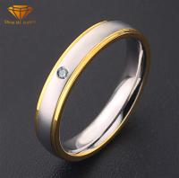 Quality Factory Wholesale Titanium Steel Arc Surface Gold Plating Zircon Gold Ring for sale