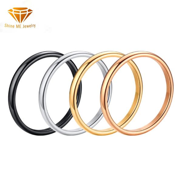 Quality Stainless Steel Couple Smooth Plain Tail Ring Pinky 18K Ladies Titanium Steel Ring Ins Jewelry in Stock Wholesale SSR2853 for sale