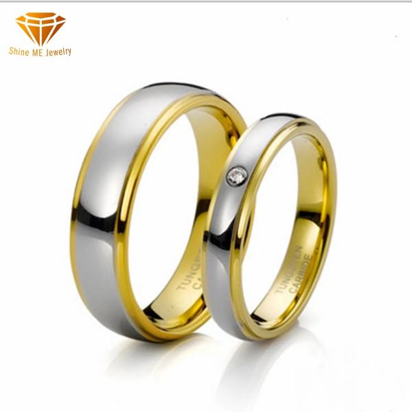 Quality High Quality Fashion Tungsten Jewelry IP Gold Inlay Gemstone Tungsten Wedding Ring Tst2845 for sale