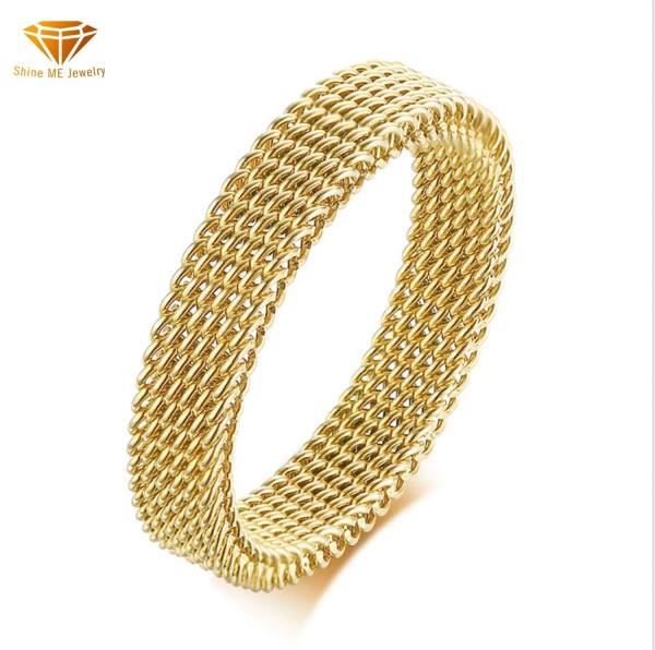 Quality Fashion Jewelry Titanium Steel Mesh Hollow Ring Stainless Steel Wide Mesh Ring Couple Ring SSR2851 for sale