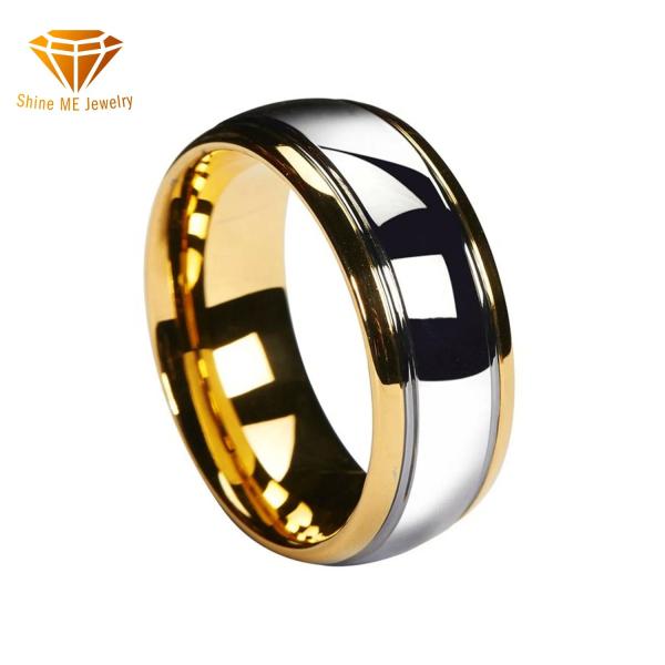 Quality Wholesale Vacuum Electroplating Gold Glossy Men's Tungsten Gold Rings and Tungsten Steel Jewelry Manufacturer Tst2863 for sale