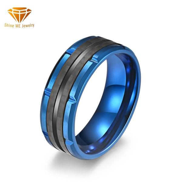 Quality Original New Solid Stainless Steel Carbon Fiber Ring New Product Titanium Steel Men's Ring Wholesale SSR2399 for sale