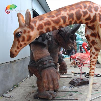China Lighting Theme Park Fiberglass Giraffe Simulation Color for sale