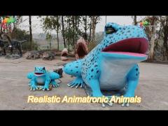 Giant Robotic Realistic Animatronic Animals Blue Realistic Fake Frog 50hz 60hz