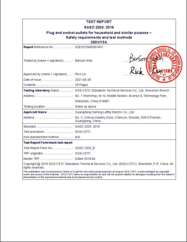 SASO 2203 - Guangdong Daming Laffey Electric Co., Ltd.
