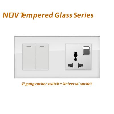 Cina Tempered Glass Cover Electrical Wall Light Switch 10A 250V For Home / Hotel / Villa in vendita