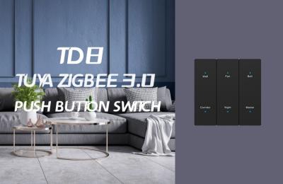 China Volledige Plastic van het de Schakelaarhuis van Tuya Zigbee Slimme de Muurschakelaar 86mmx86mm Drukknoptype Te koop