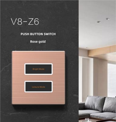 China Aluminum Frame Metal Tact Switch Rose Gold Color Controlling Lamp Wall Switch for sale