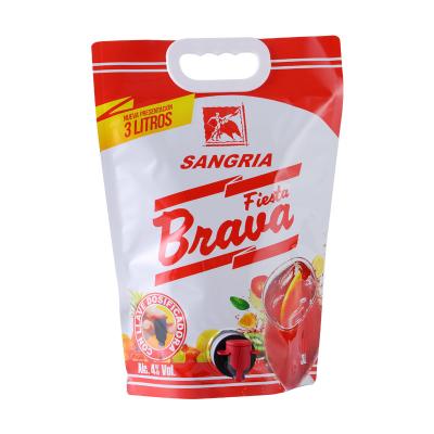 China FDA Certified 3L Boxed Fruit Wine Pouch Wine Packaging With Handle for sale