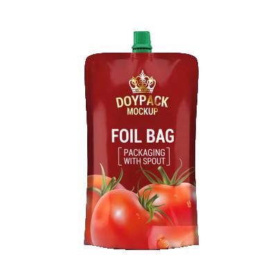 China Hot Filling Foil Tomato Ketchup Packaging Customized Heat Resistant Squeeze Pouch Bag for sale