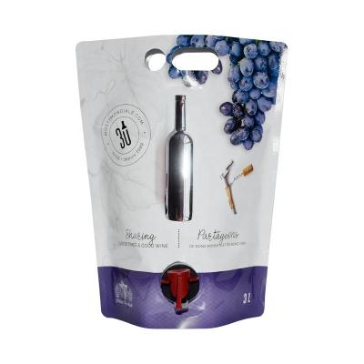 China 1L 2L 3L 5L 10L White Wine Pouch Custom Gravure Printing Double Fold Bottom With Butterfly Valve for sale