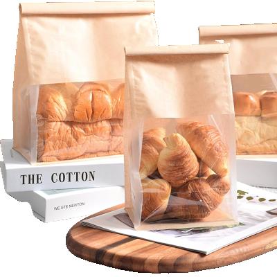 China Square Bottom Bread Packaging Bags Custom Bakery Bags With Window Resealable Tin Tie Tab Lock for sale