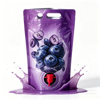 China Reusable Spout Juice Bag with Handle & Tap - Reusable Spout Pouch for Blueberry Juice & Beverages for sale