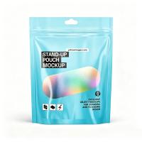 Quality Holographic Stand-Up Pouch Mockup with Hang Hole - Premium Premade Doypack for sale