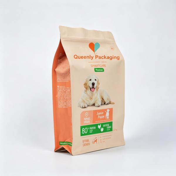 Quality Custom Printed 2.5kg Flat Bottom Puppy Dog Food Bag | Matte Kraft Look Aluminum for sale