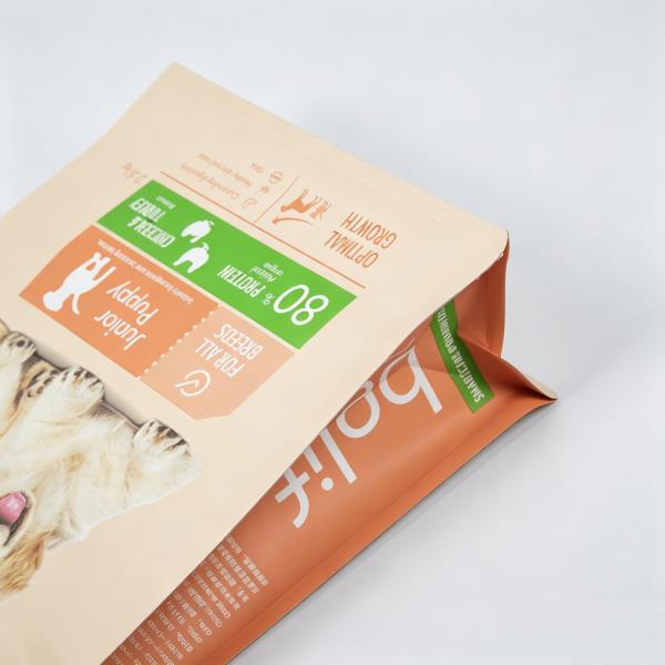 Quality Custom Printed 2.5kg Flat Bottom Puppy Dog Food Bag | Matte Kraft Look Aluminum for sale