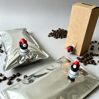 China Blank Aluminum Foil Bag In Box Liner Bag With Butterfly Tap Spout | Disposable Aseptic BIB Inner Pouch For Cold Brew Coffee, Coffee Concentrate & Bulk Liquid Drinks for sale