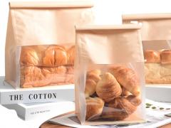 Square Bottom Bread Packaging Bags Bakery Bags With Window Resealable Tin Tie Tab Lock Showcase