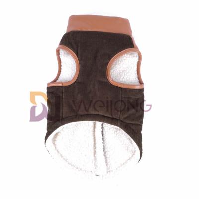 Cina Il berbero di cuoio del rivestimento dello zip del cane del collare del velluto a coste su che allinea il cane caldo dell'inverno ricopre XS-XL in vendita