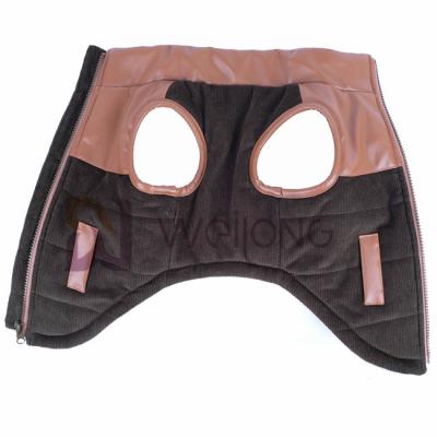 Cina Il berbero di cuoio del rivestimento dello zip del cane del collare del velluto a coste su che allinea il cane caldo dell'inverno ricopre XS-XL in vendita