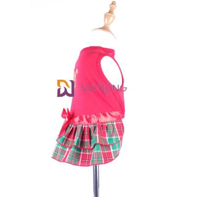 Cina Il filato ha tinto il cane che CVC il Natale veste l'abitudine dell'arco del nastro del raso della gonna di plaid in vendita