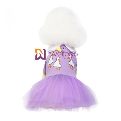 Cina Candy dolce ha colorato il Jersey 180G dell'abbigliamento CVC dell'animale domestico dell'abito da sera dal cane con la gonna frizzante di Tulle in vendita