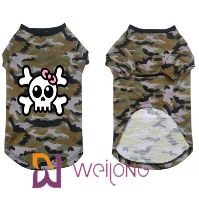Cina Poli maglietta dell'animale domestico di Halloween del cranio del cammuffamento per il poli Jersey 180G del cane 100% in vendita
