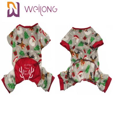 China 100% Velvet Fabric Dog Christmas Pajamas Customized Embroidered for sale