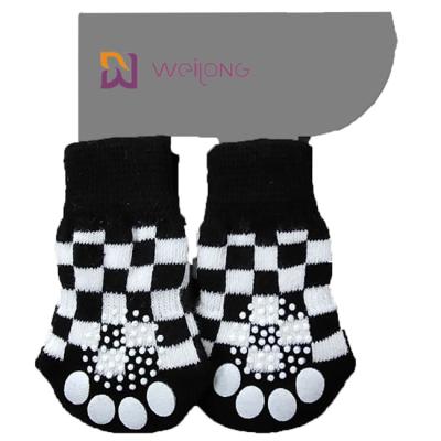 Cina Calzini della trazione del cane del modello del plaid del rombo forti per slittamento dei pavimenti di legno duro l'anti in vendita