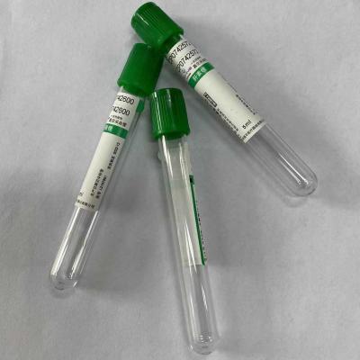 China Green Cap 5ml Lithium Heparin Tube For Routine Clinicalbiochemistry Tests for sale