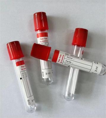China Plain Blood Collection Tube Red Cap No Additive Glass/PET 1-10ml Multiple Tube Sizes for sale