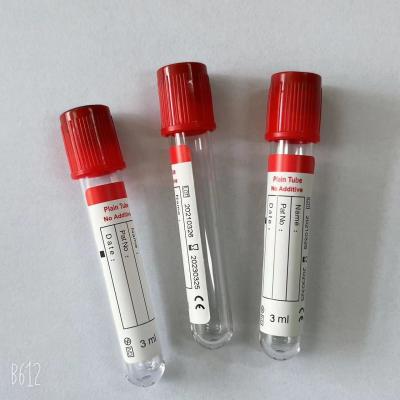 China Red Clinical Plain 3ml Blood Collection Tube Disposable for sale