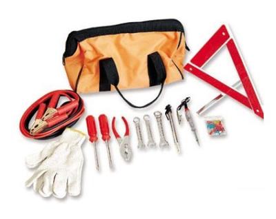 China 24 pcs auto emergency kit ,with warning triangle ,booster cable ,screwdrivers for sale