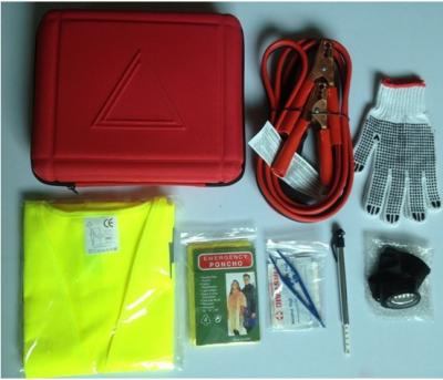China 19 pcs auto emergency kit ,with tyre pressure gauge,jumper cable ,headlamp,gloves for sale