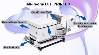 China Industrial 60cm DTF Printer with Inline Drying Tunnel & Built-in Smoke Purifier: Roll-to-Roll Garment Transfer Printing Machine with Heavy-Duty Frame for Commercial Production for sale