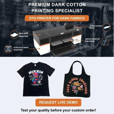 China DTG Printer for Dark Cotton T-Shirts: High Opacity White Ink & Soft Hand-Feel Printing Machine for Custom Apparel for sale