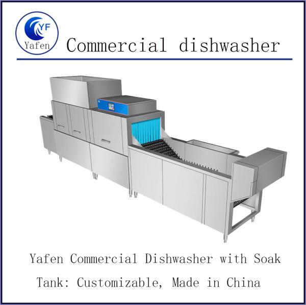 Quality Rapid Cleaning Disinfection Drying Dishwasher 65KW 380V With Soaking Tank for sale