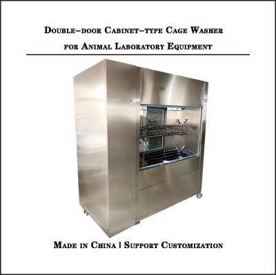 China PLC Control Lab Animal Equipment Double Door Cabinet Type Cage Washing Machine for sale