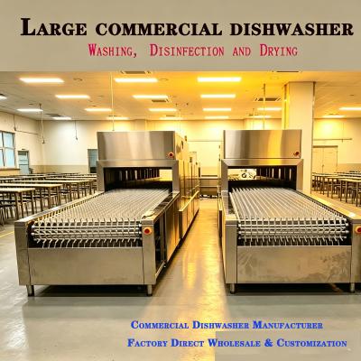 China 9-meter-long commercial dishwasher for central kitchens, suitable for tableware cleaning in group catering and tableware distribution companies for sale