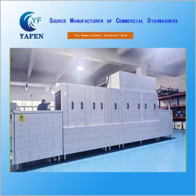China Large long-type commercial dishwashers are suitable for factories, institutions, schools, catering companies for large-capacity tableware washing, disinfection and drying for sale