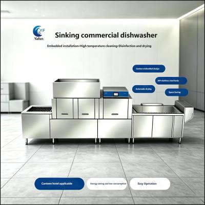 China Plunge‑type Commercial Dishwasher SUS304 Stainless Steel Automatic Sink Down Dish Washing Machine for Restaurant Hotel Canteen Kitchen for sale