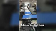 Stainless Steel Tableware Recycling Flat Conveyor Belt, Cafeteria Plate Recovery Conveyor, Commercia