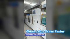Real-shot Video of Fully Automatic Commercial Dishwasher Washing Large Quantities of Large Trays