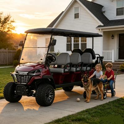China All-Terrain 8-Seater Electric Golf Cart Featuring Ergonomically Designed Black Seats for sale
