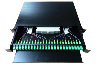 China 1U 19 Inch Fiber Optic Patch Panel 24 Port Cold Rolled Steel Material for sale
