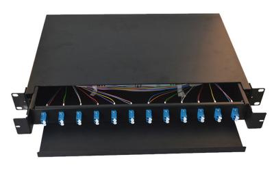 China Black / White 12 Port LC Fiber Patch Panel Rack Mounted Type 24 Cores for sale