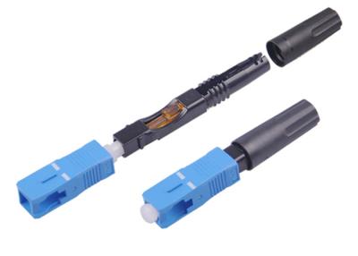 China SC / UPC Fiber Optic Connectors Blue Color 10N Clad Strength 50N Tension for sale