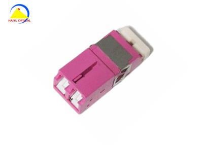 China MM OM4 Violet Color LC Duplex Adapter FTTB With Plastic Dust Cover for sale