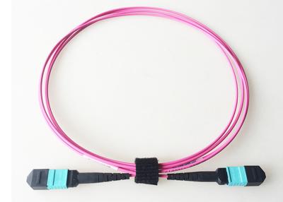 China 50um MPO MTP Optical Fiber Cable 40G OM4 Multimode Violet Color for sale