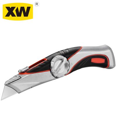 China Extra Long Handle Auto Loading Utility Knife 210*51*30mm SX2015 Zinc Alloy+TPR for sale